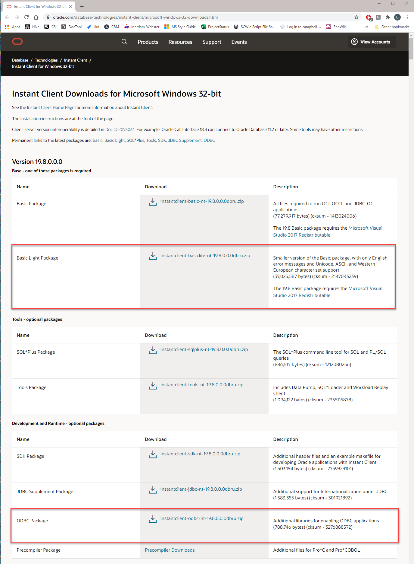 Installing Oracle ODBC Drivers